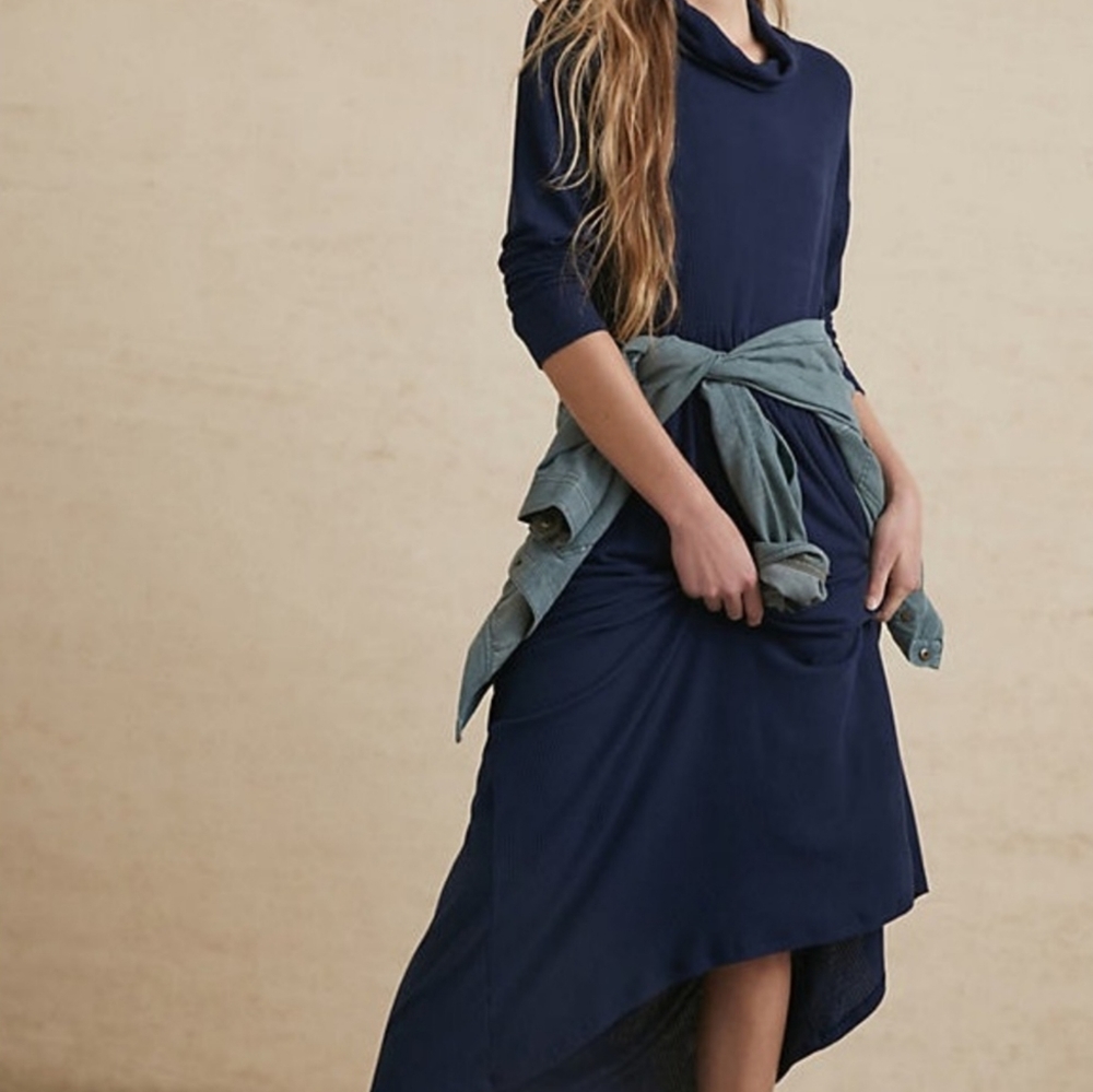 Anthropologie Dolan Alissa Blue Ribbed Cowl Neck Maxi… - Gem